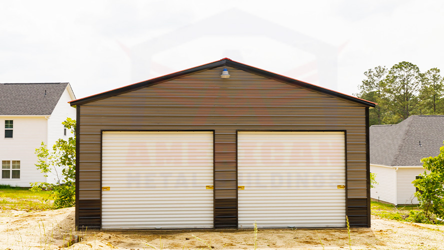 24x26x10 Red Vertical Roof Garage for Sale- American Metal Buildings