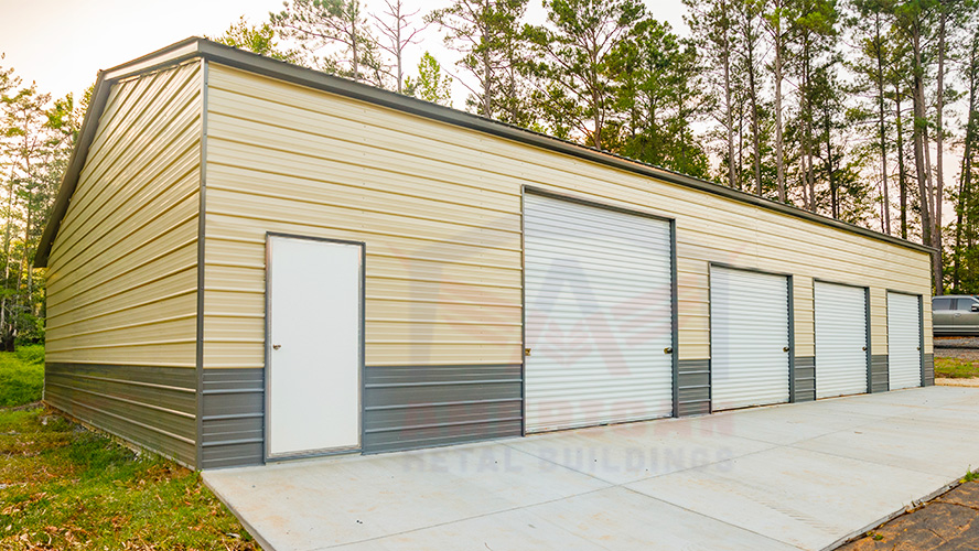 30x60x12 Metal Garage With Lean-to - American Metal Buildings